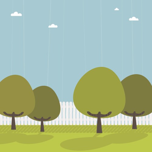 Picket fence with trees Royalty Free Vector Image