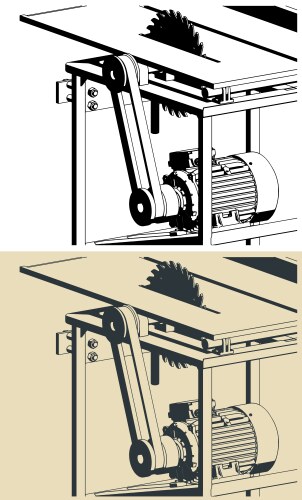Table saw isometric drawings Royalty Free Vector Image
