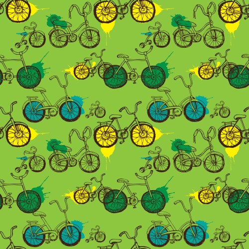 Seamless green pattern with cartoon funny Vector Image