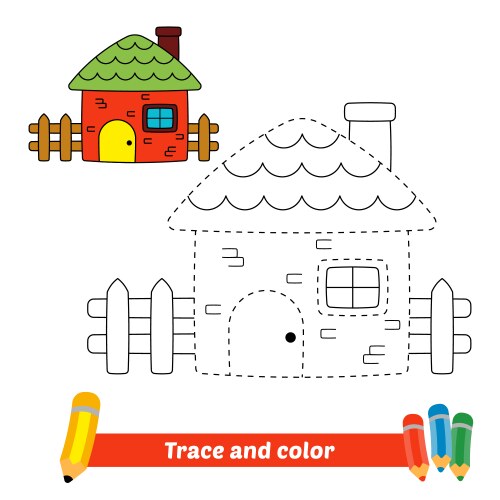Coloring book for kids house Royalty Free Vector Image