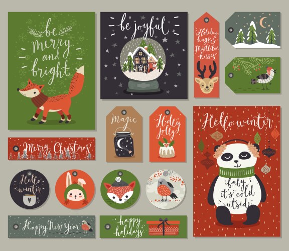 Christmas gift cards or tags with lettering hand Vector Image