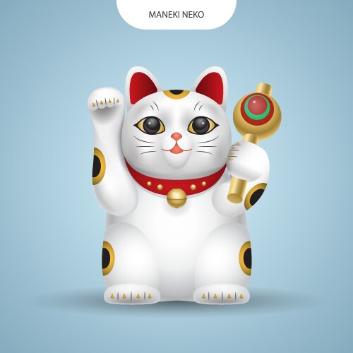 Maneki neko cat with coin japanese symbol Vector Image