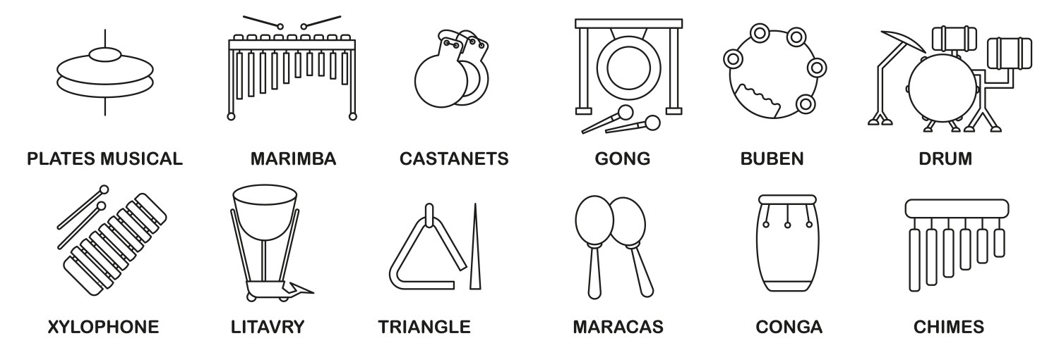 Set of indefinite pitch instruments Royalty Free Vector