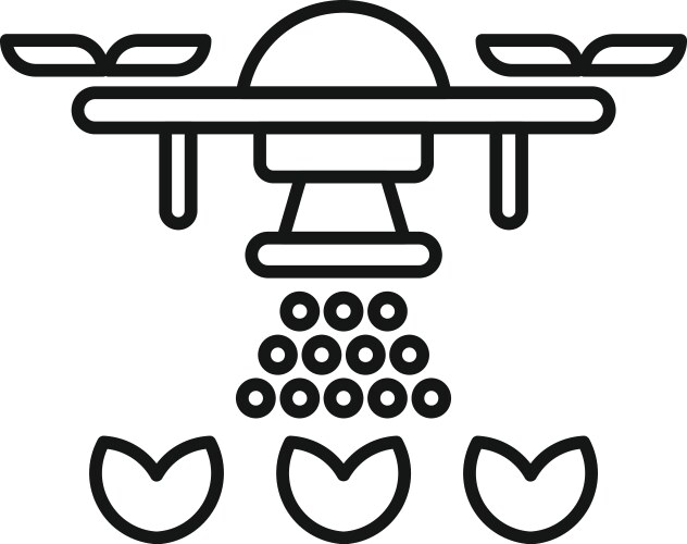 Smart farm drone spraying crops icon Royalty Free Vector