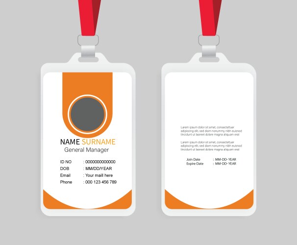 Simple blue geometric id card design template Vector Image