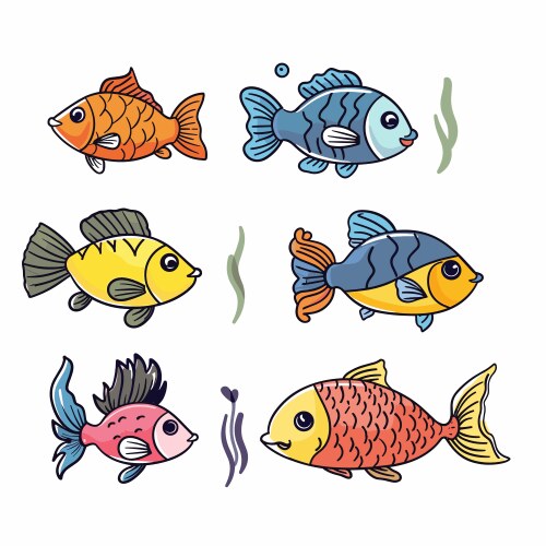 Colorful cartoon fish isolated white Royalty Free Vector