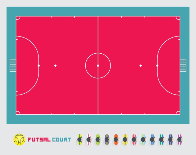 Futsal court standard dimensions coach table Vector Image