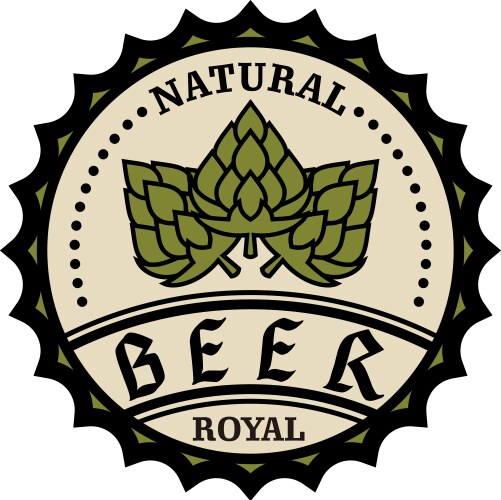 Craft beer bottle cap with hops Royalty Free Vector Image