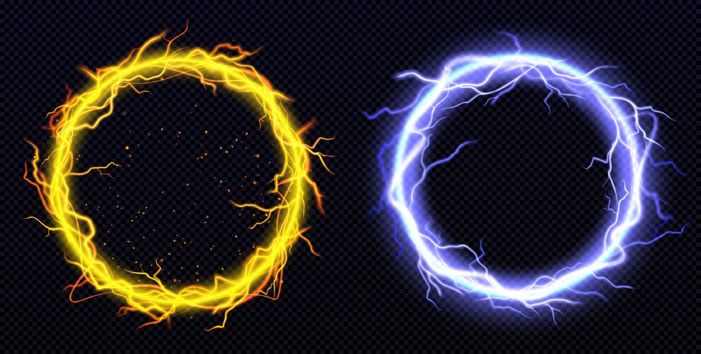 Realistic orange lightning frame png Royalty Free Vector