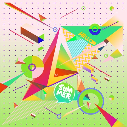 Hello summer triangle geometric poster design Vector Image