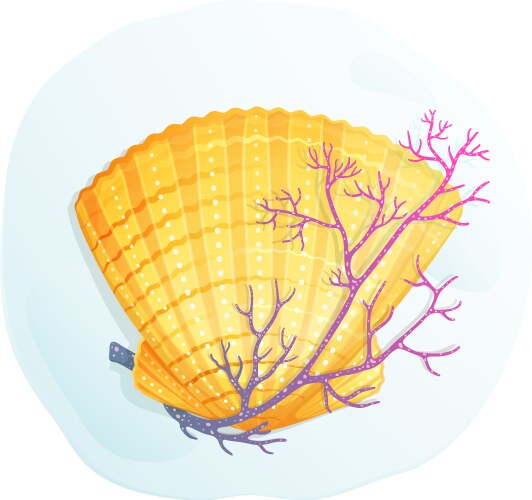 Cute bright pink cartoon seashell icon colorful Vector Image