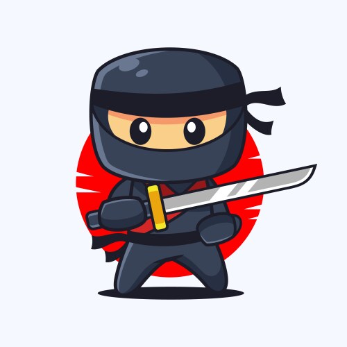 Cartoon ninja holding a sword Royalty Free Vector Image