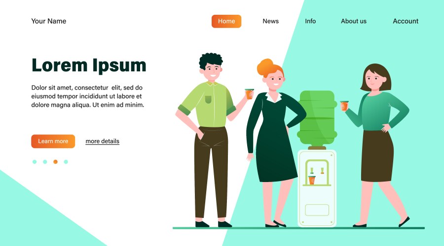 Positive people drinking water at cooler Vector Image