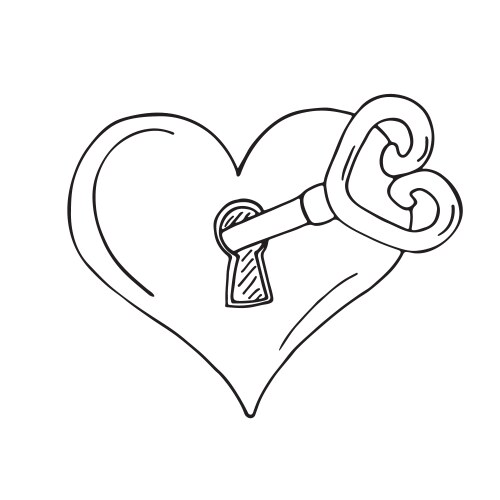 Monoline cute lock in form heart Royalty Free Vector Image