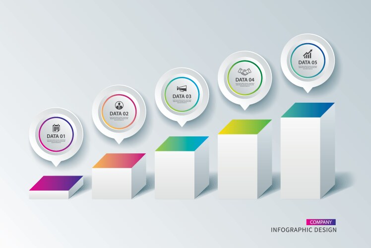 Infographics box square with 5 data timeline Vector Image