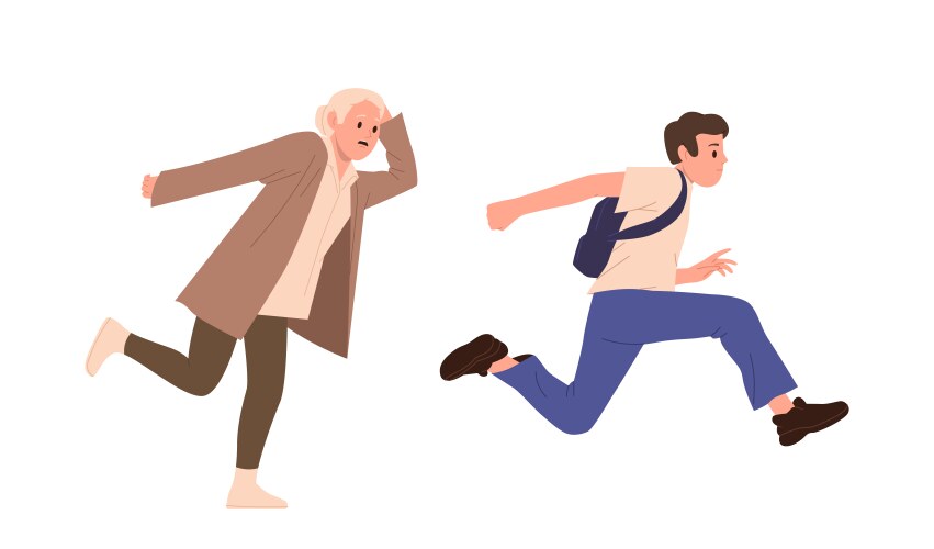 People cartoon character running in rush to goal Vector Image