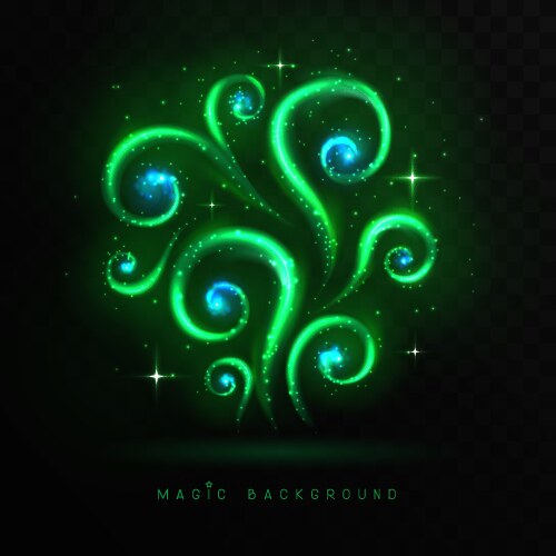 Magic swirls collection green light trails Vector Image