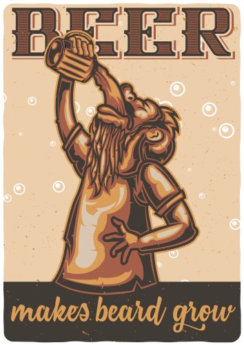 Glass mug of draft beer with foam poster sign Vector Image