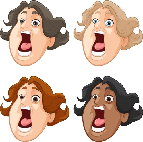 Two cartoon faces showing extreme expressions Vector Image
