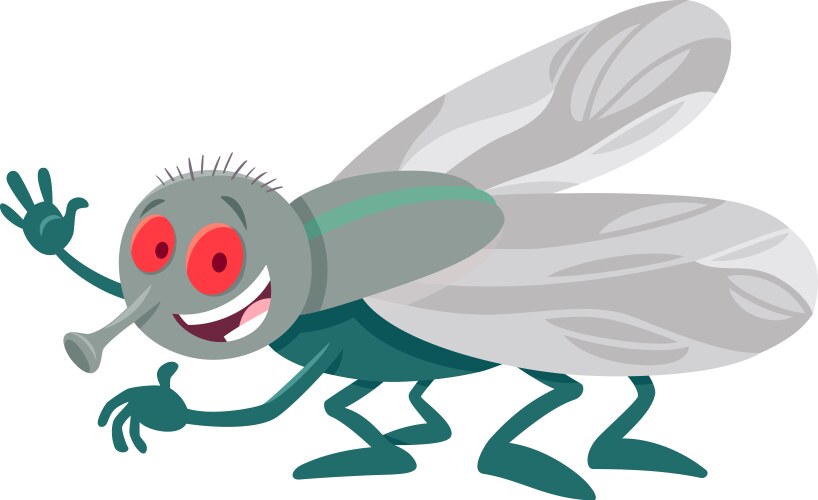 Funny fly cartoon insect character in childish Vector Image