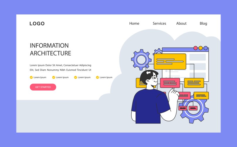 Information architecture a user interacts Vector Image