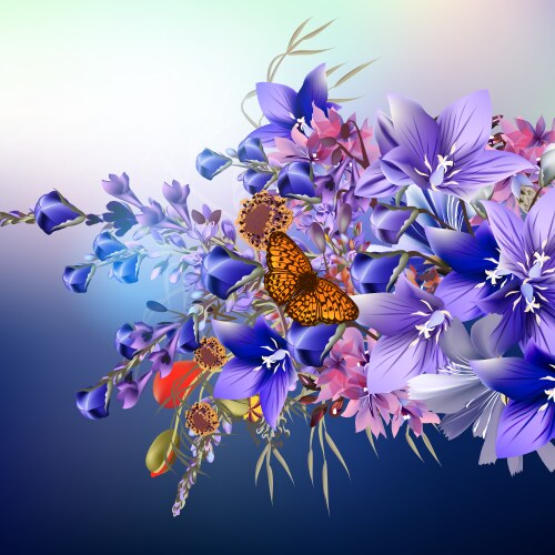 Background with lotus flowers and dragonflies Vector Image