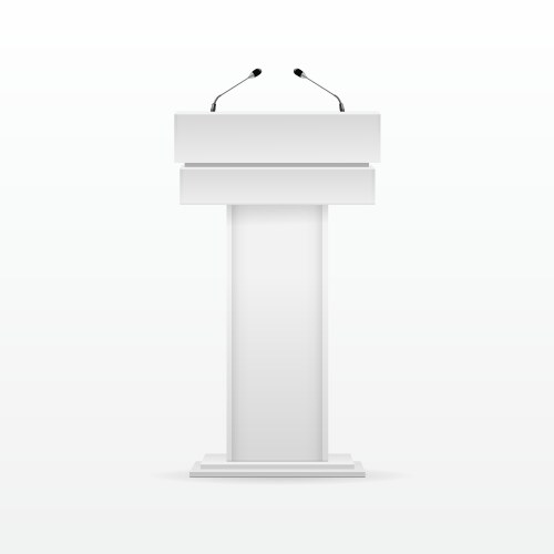 White Podium with Microphone – Royalty-Free Vector | VectorStock