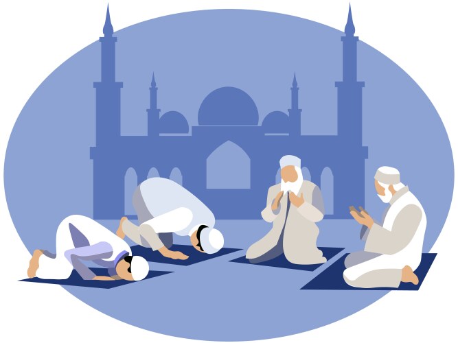 Islamic prayer flat style colorful cartoon Vector Image