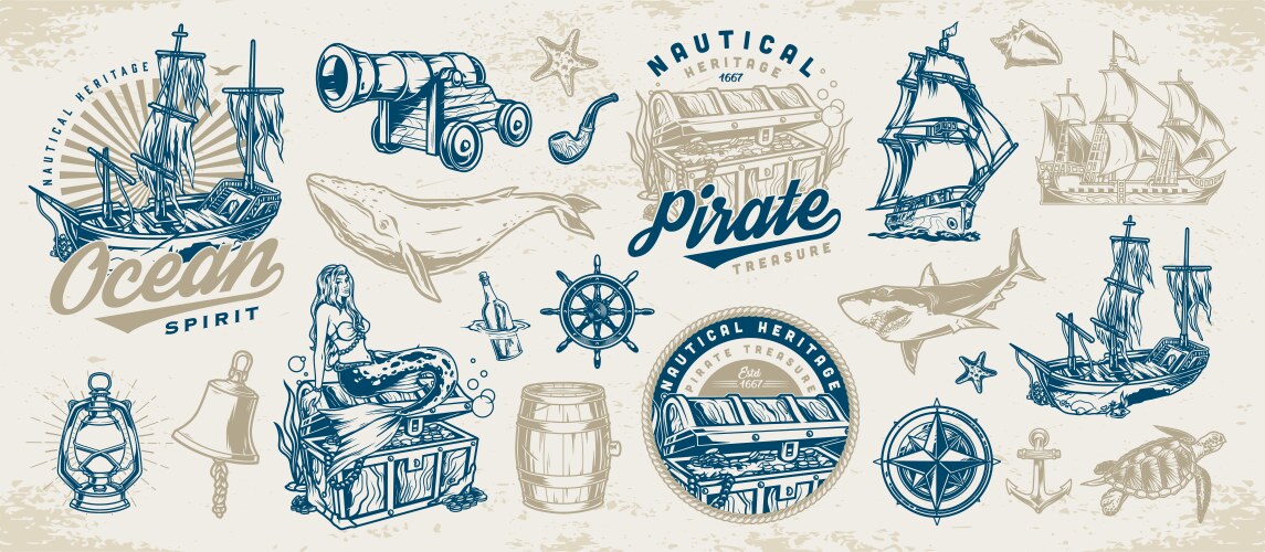 Pirate sticker set Royalty Free Vector Image - VectorStock