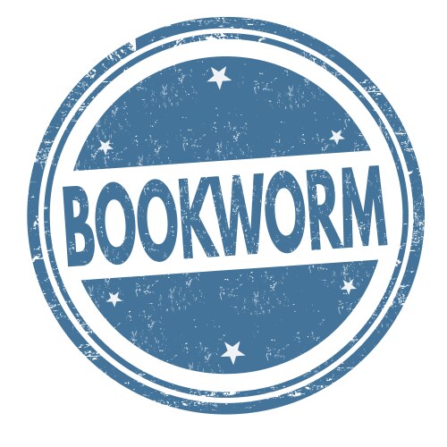 Bookworm grunge rubber stamp Royalty Free Vector Image