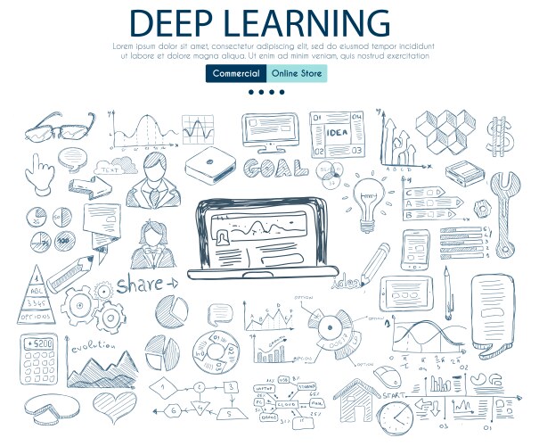 Deep learning exploration concept flat Royalty Free Vector