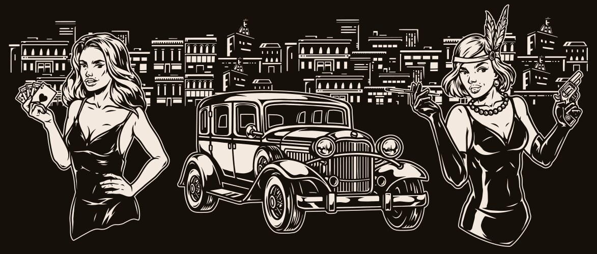 Mafia monochrome vintage concept Royalty Free Vector Image