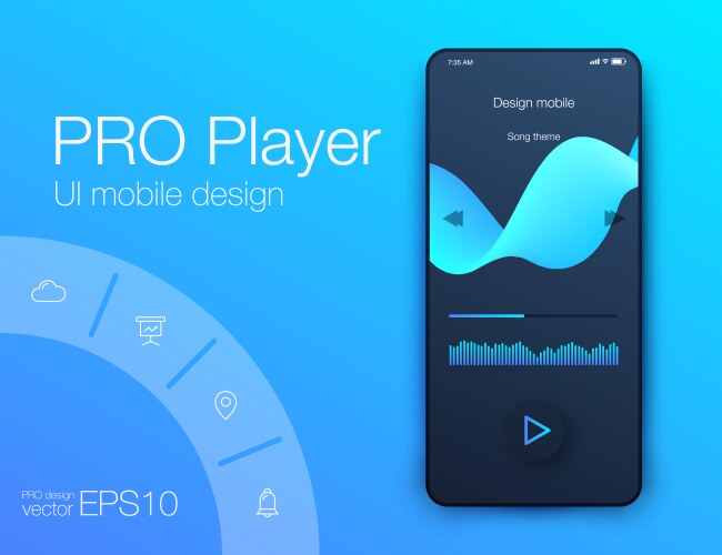 Ux audio player templates stock eps10 Royalty Free Vector