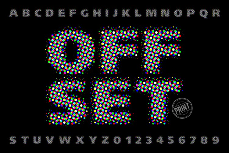 Offset printing style modern font Royalty Free Vector Image