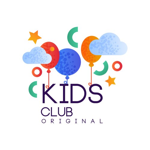 Kids club logo original creative label template Vector Image