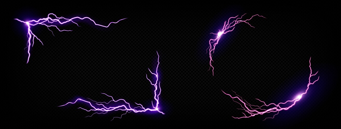 Realistic orange lightning frame png Royalty Free Vector