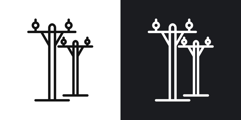 Utility pole icon set in black and white outlines Vector Image