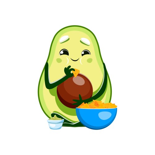 Cute cartoon avocado isolated on white background Vector Image