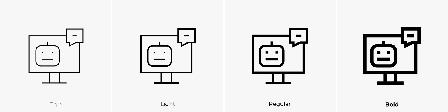Chatbot icon thin light regular and bold style Vector Image