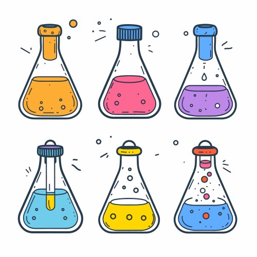 Laboratory symbols science and chemistry icons Vector Image