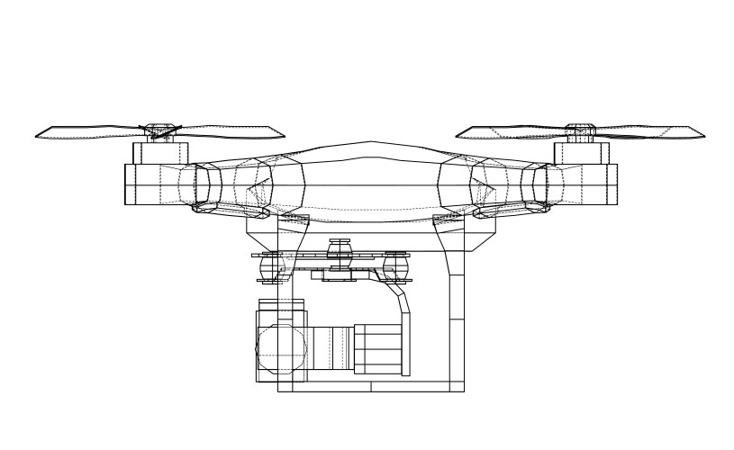 Drone uav industrial blueprint wire-frame style Vector Image