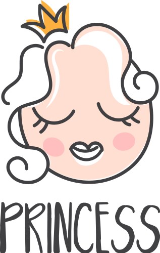 Pink girly princess logo text graphic with crown Vector Image