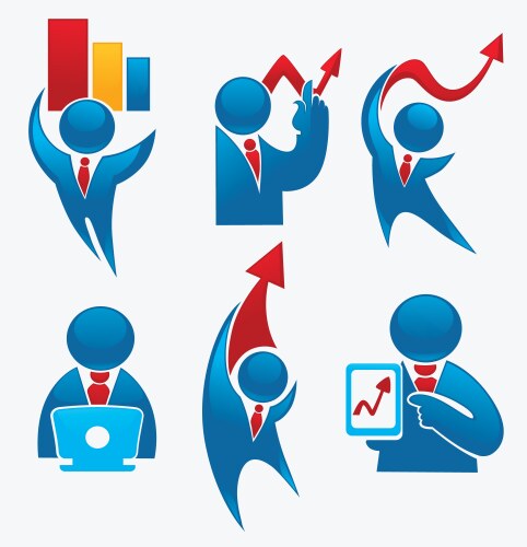 Business success flat icons set Royalty Free Vector Image