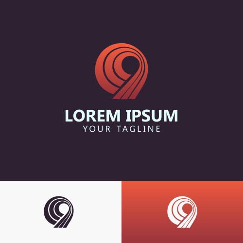 Number 9 logo design concept template Royalty Free Vector
