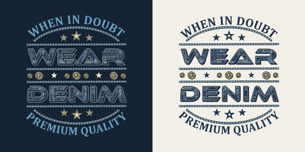 Denim text label with typography Royalty Free Vector Image