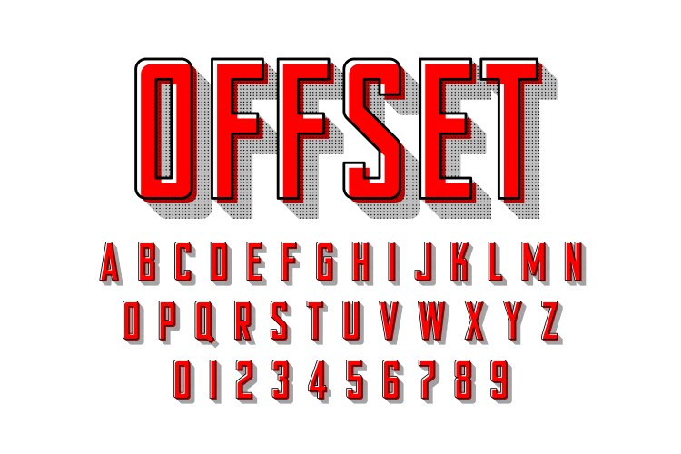 Offset printing style modern font Royalty Free Vector Image