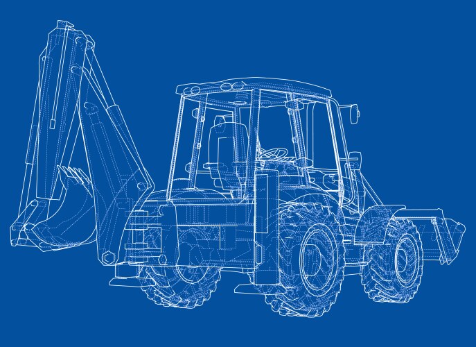 Sketch of loading shovel with back actor Vector Image