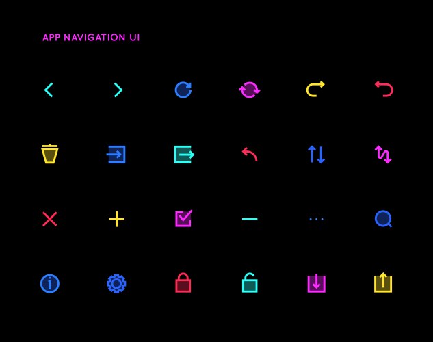 App control system user interface ui icon set Vector Image
