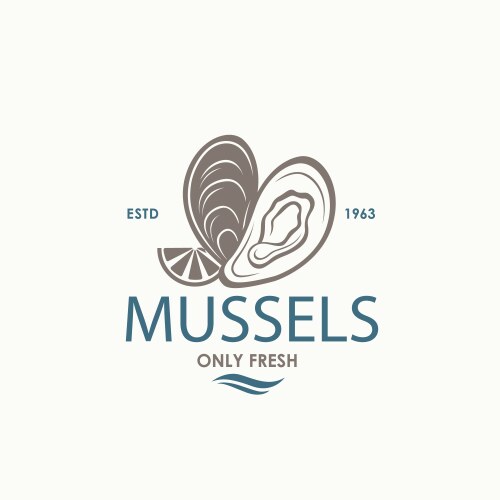 Mussel shell label Royalty Free Vector Image - VectorStock