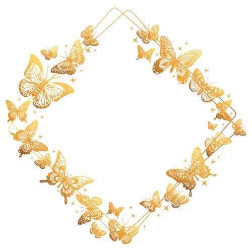 Butterflies set cute cartoons gold glitter Vector Image